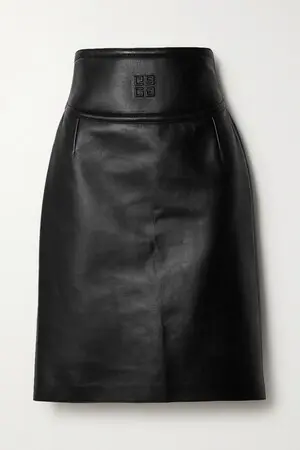 Givenchy Cutout Embossed Leather Skirt - Black