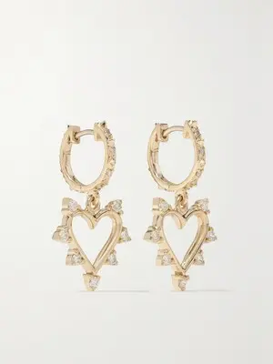 MARLO LAZ Open Heart 14-karat Diamond Earrings