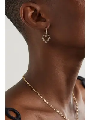 MARLO LAZ Open Heart 14-karat Diamond Earrings