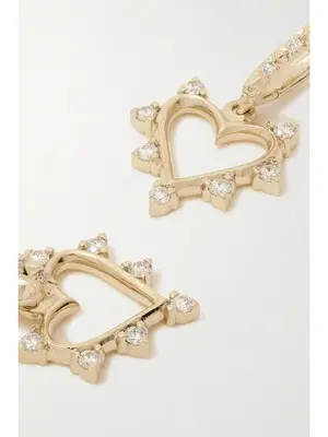 MARLO LAZ Open Heart 14-karat Diamond Earrings