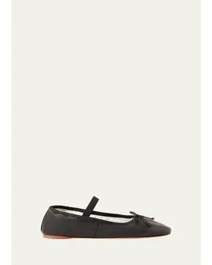 LOEFFLER RANDALL Leonie Lambskin Bow Ballerina Flats - Black