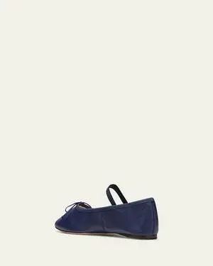LOEFFLER RANDALL Leonie Lambskin Bow Ballerina Flats - Navy