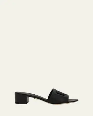 Dolce & Gabbana 40mm Dg Cutout Leather Slide - Black