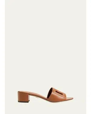 Dolce & Gabbana 40mm Dg Cutout Leather Slide - Brown