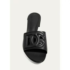 Dolce & Gabbana 40mm Dg Cutout Leather Slide - Brown