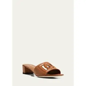 Dolce & Gabbana 40mm Dg Cutout Leather Slide - Brown