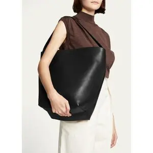 THE ROW Park North-south Leather Tote Bag - Black