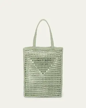 Prada Woven Logo Shopper Tote Bag - Black