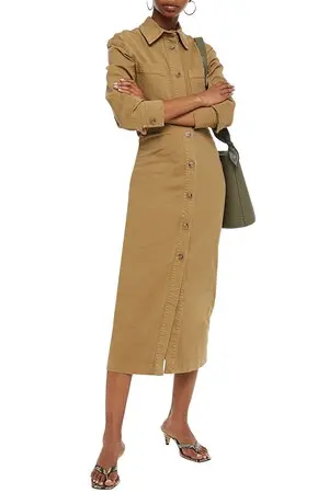 Nanushka Ridley Denim Midi Shirt Dress In Sand - 50% Off | Editorialist