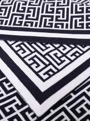 Balmain Monogram Pattern Fine-knitted Scarf