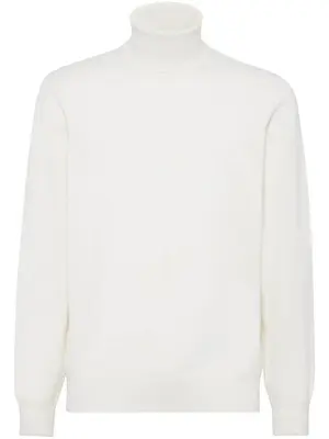 Brunello Cucinelli Roll Neck Cashmere Jumper - White