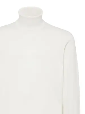 Brunello Cucinelli Roll Neck Cashmere Jumper - White
