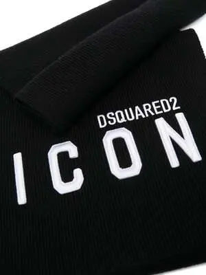 Dsquared2 Embroidered-logo Ribbed-knit Scarf