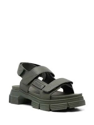 GANNI Logo Patch Touch-strap Sandals