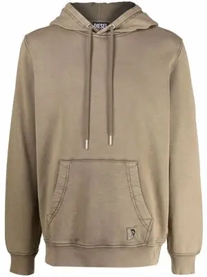 DIESEL® Logo Patch Garment-dyed Hoodie