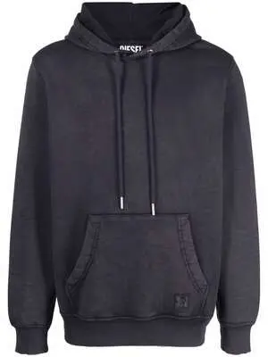 DIESEL® Logo-patch Garment-dyed Hoodie - Blue