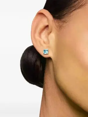 David Yurman Sterling Silver Petite Chatelaine Topaz And Diamond Stud Earrings - Blue
