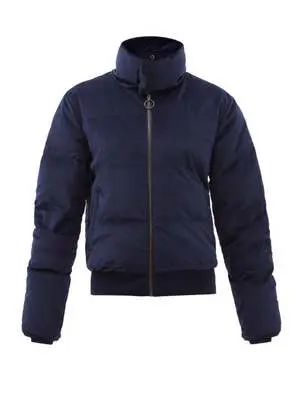 The Upside The Upside - Nareli High-neck Padded Velvet-shell Jacket - Womens - Navy - Navy