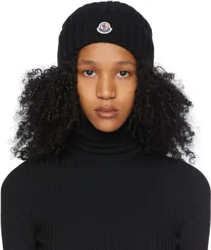 Moncler Moncler Green Logo Beanie - 999 Black