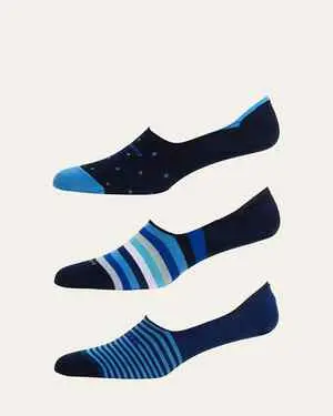 Marcoliani Marcoliani 3-Pack Invisible Socks Blue Multi