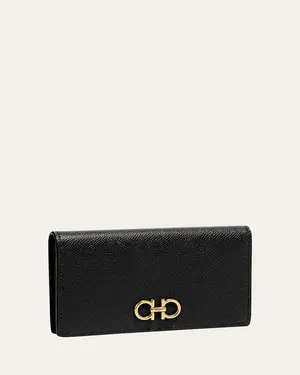 FERRAGAMO Gemini Bifold Leather Wallet Black