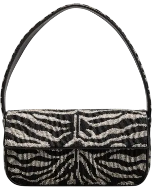 Staud STAUD Tommy Two-Tone Beaded Shoulder Bag Black/white