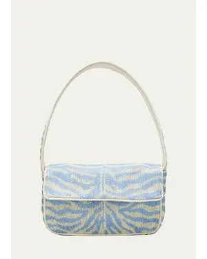 Staud Tommy Two-tone Beaded Shoulder Bag - Blue/white