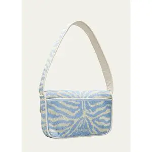 Staud Tommy Two-tone Beaded Shoulder Bag - Blue/white