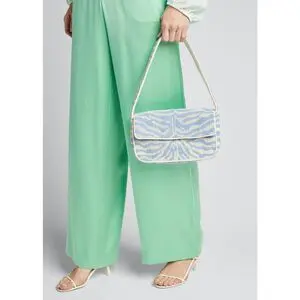 Staud Tommy Two-tone Beaded Shoulder Bag - Blue/white