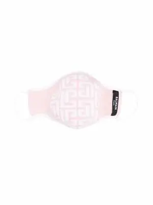 Balmain Logo Intarsia Knitted Cotton Face Mask