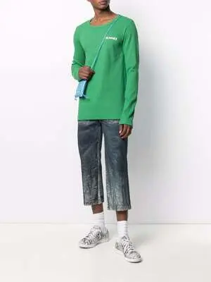 Sunnei Bleached-effect Cropped Trousers - Blue
