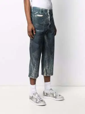 Sunnei Bleached-effect Cropped Trousers - Blue