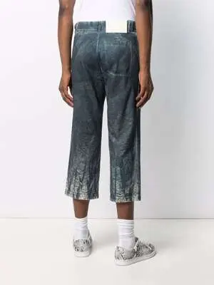 Sunnei Bleached-effect Cropped Trousers - Blue