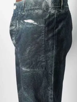 Sunnei Bleached-effect Cropped Trousers - Blue