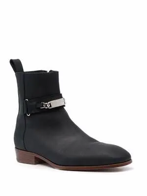 Philipp Plein Nabuk Leather Ankle Boots - Black