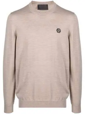 Philipp Plein Institutional Merino Knit Jumper - Neutrals