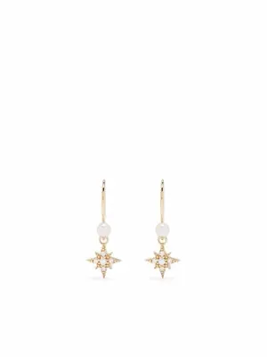 Mizuki 14kt Yellow Pearl And Diamond Star Earrings