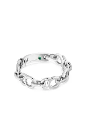 COURBET 18kt Recycled White Gold Celeste Chain Ring - Silver