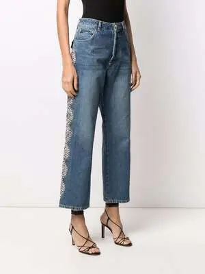 Philipp Plein Crystal Embellished Wide-leg Jeans