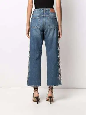 Philipp Plein Crystal Embellished Wide-leg Jeans