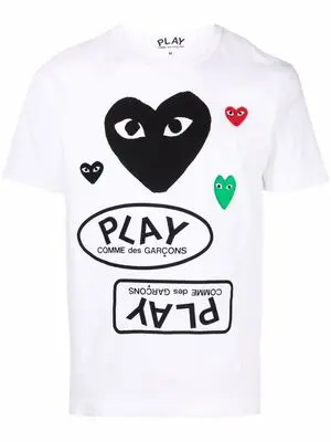 Play Comme Des Garcon Heart Logo-print T-shirt - White