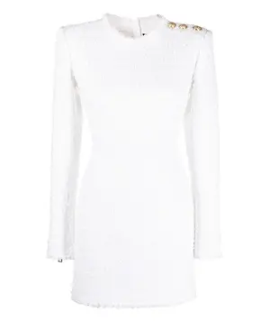 Balmain Button-embellished Tweed Minidress