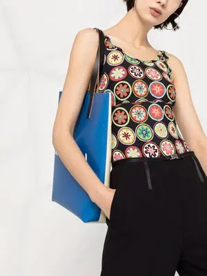 La DoubleJ Floral Print Scoop Neck Bodysuit