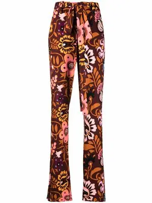 La DoubleJ Floral Flared Trousers