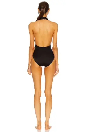 Norma Kamali Halter Low Back One Piece Swimsuit