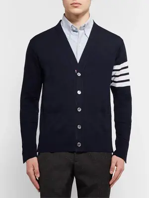 Thom Browne Striped Wool Cardigan - Blue