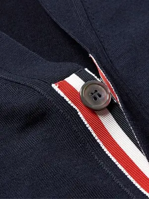 Thom Browne Striped Wool Cardigan - Blue