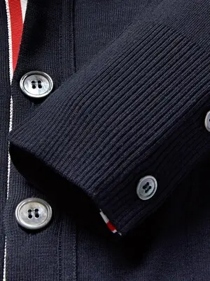 Thom Browne Striped Wool Cardigan - Blue