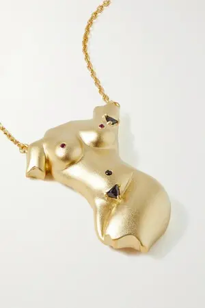 Anissa Kermiche Pit Power -plated Onyx And Ruby Necklace