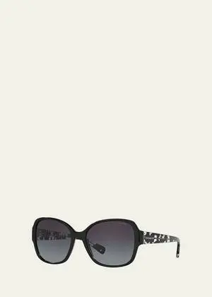 COACH Butterfly Sunglasses W/ Speckled Transparent Arms - Black